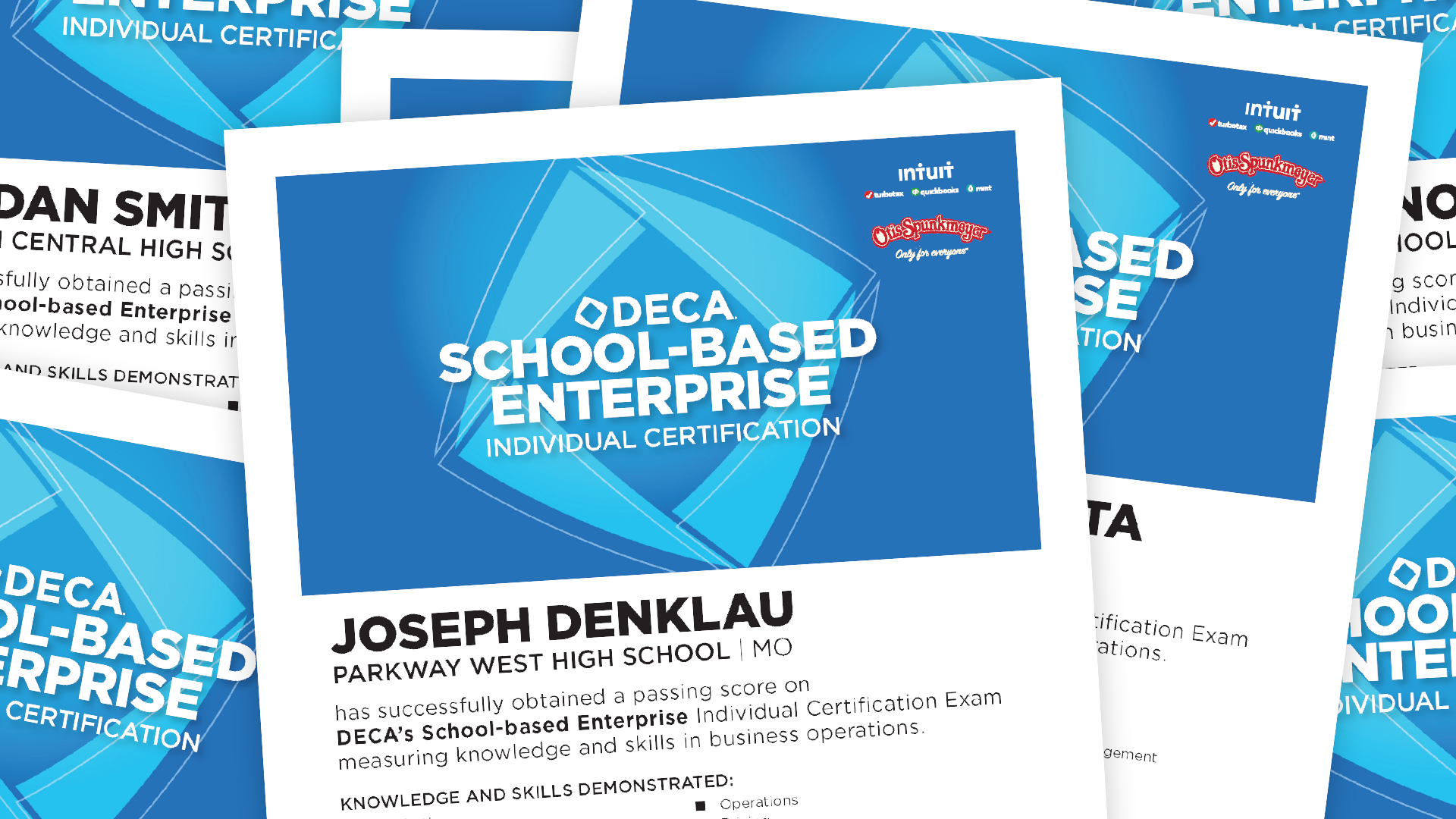 Congratulations to the Members Earning DECA's School-based Enterprise Individual Certification ...